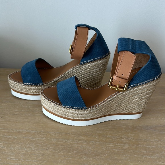 See By Chloe | Shoes | See By Chloe Platform Wedge Sandal Blue | Poshmark